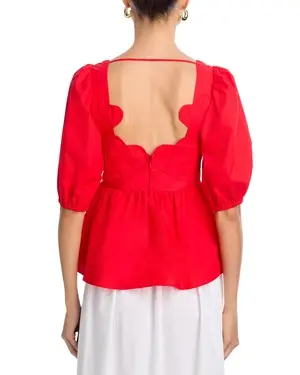Farm Rio Heart Applique Blouse - Red