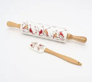 TEMP-TATIONS As Is Seasonal Rolling Pin With Spatula - One-color