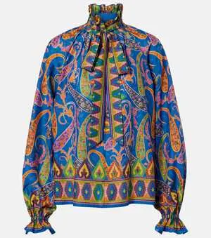 Etro Printed Cotton And Silk Twill Blouse