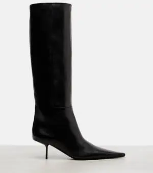 Saint Laurent Victoire 55 Leather Knee-high Boots - Black