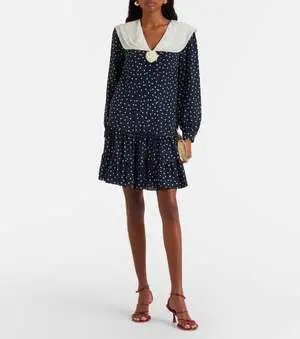 Rixo Valetta Polka-dot Silk Crepe Minidress - Blue