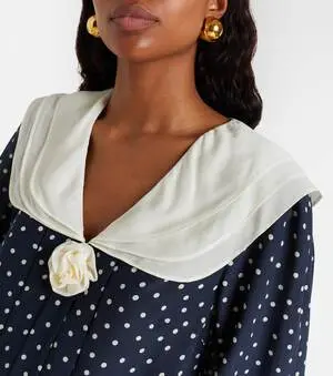 Rixo Valetta Polka-dot Silk Crepe Minidress - Blue