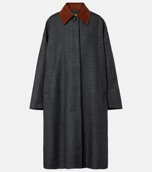 RÓHE Prince Of Wales Check Virgin Wool Coat - Black