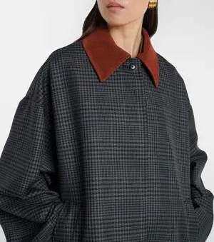 RÓHE Prince Of Wales Check Virgin Wool Coat - Black