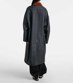 RÓHE Prince Of Wales Check Virgin Wool Coat - Black