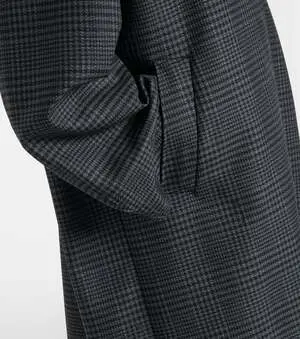 RÓHE Prince Of Wales Check Virgin Wool Coat - Black