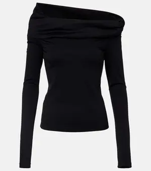 Max Mara Orafo Off-shoulder Virgin Wool Top - Black