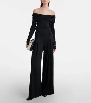 Max Mara Orafo Off-shoulder Virgin Wool Top - Black