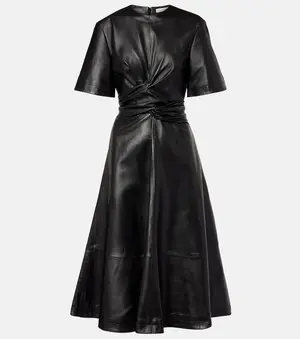 Altuzarra Gathered Leather Midi Dress