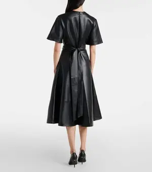 Altuzarra Gathered Leather Midi Dress