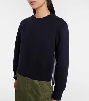 Sacai Striped Cotton-blend Sweatshirt - Blue