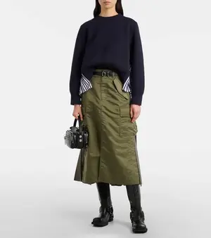 Sacai Striped Cotton-blend Sweatshirt - Blue