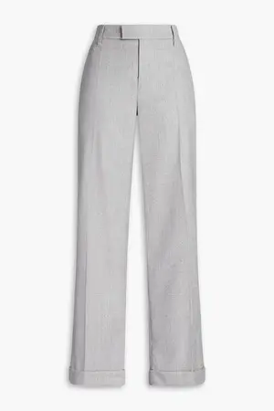 Brunello Cucinelli Bead-embellished Wool-flannel Wide-leg Pants