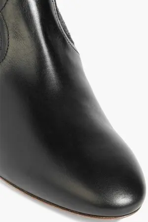 Gabriela Hearst Abner Leather And Ribbed-knit Wedge Ankle Boots