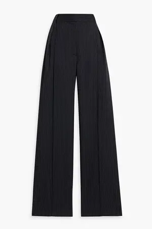 Brunello Cucinelli Pinstriped Wool-blend Wide-leg Pants