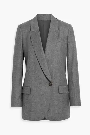 Brunello Cucinelli Double-breasted Metallic Wool-blend Blazer