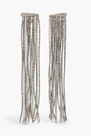 Brunello Cucinelli Fringed Beaded Silvertone Earrings - Gunmetal