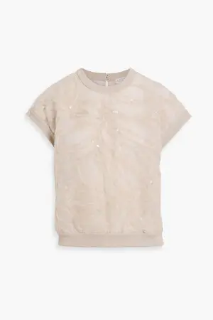 Brunello Cucinelli Embellished Silk-organza Top