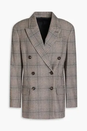 Brunello Cucinelli Doublebreasted Prince Of Wales Checked Woolblend Blazer - Brown