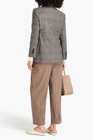 Brunello Cucinelli Double-breasted Checked Wool-blend Blazer - Brown