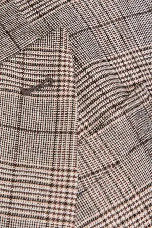 Brunello Cucinelli Double-breasted Checked Wool-blend Blazer - Brown