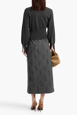 Brunello Cucinelli Embellished Wool-blend Midi Skirt - Green