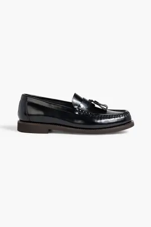 Brunello Cucinelli Bead-embellished Glossed-leather Loafers