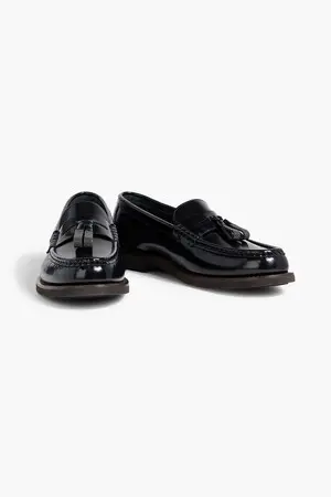 Brunello Cucinelli Bead-embellished Glossed-leather Loafers