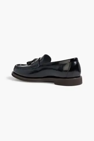 Brunello Cucinelli Bead-embellished Glossed-leather Loafers