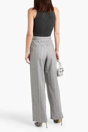 Brunello Cucinelli Pleated Pinstriped Wool-blend Wide-leg Pants