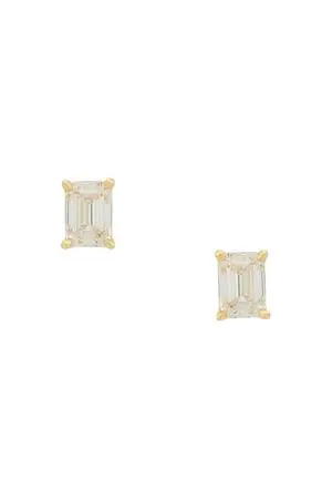 AZLEE Allure Emerald Cut Diamond Stud Earrings - 18k Yellow Gold