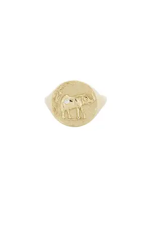 AZLEE Elefante Loyalty Coin Ring - 18k Yellow Gold & Diamond