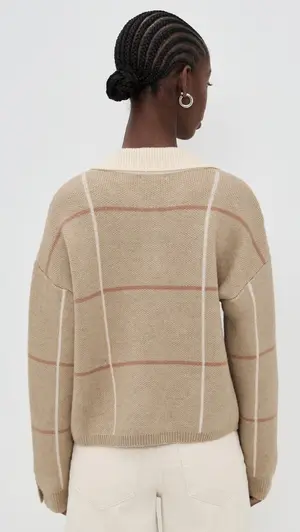 LITTLE LIES Checked Polo Sweater - Beige