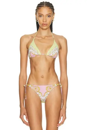 Versace Tie Bikini Top - Pale Yellow & Rose Quartz