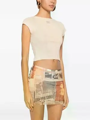 JEAN PAUL GAULTIER Ribbed Short-sleeved T-shirt - Neutrals