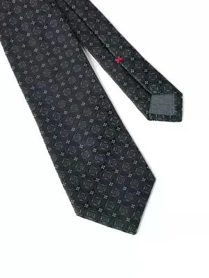 Brunello Cucinelli Geometric-patterned Silk Neck Tie - Grey