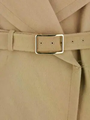 Sportmax Virgin Wool Oversized Belted Coat - Neutrals