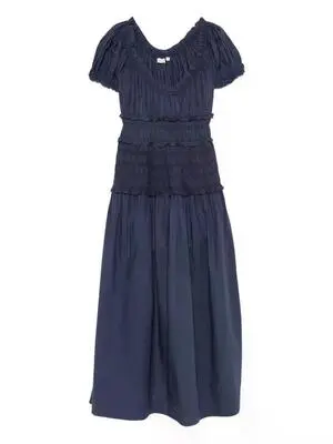 DÔEN Leanne Ruffled Midi Dress - Blue