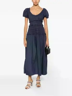 DÔEN Leanne Ruffled Midi Dress - Blue