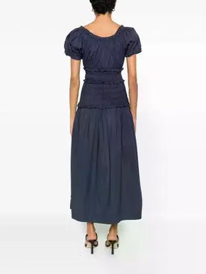 DÔEN Leanne Ruffled Midi Dress - Blue