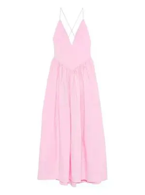 ADRIANA DEGREAS V-neck Straps Maxi Dress - Pink