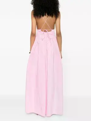 ADRIANA DEGREAS V-neck Straps Maxi Dress - Pink