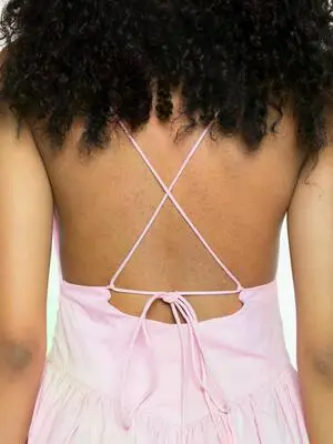 ADRIANA DEGREAS V-neck Straps Maxi Dress - Pink