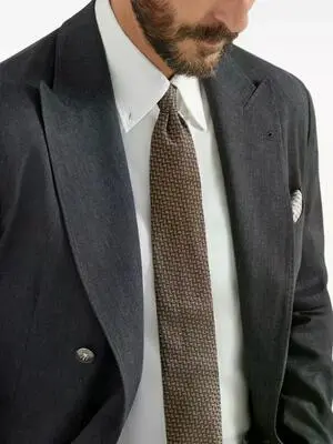 Brunello Cucinelli Textured Silk Neck Tie - Brown