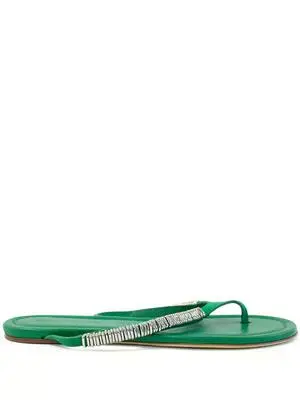 Christopher Esber Frida Pierced Suede Flat Sandals - Green