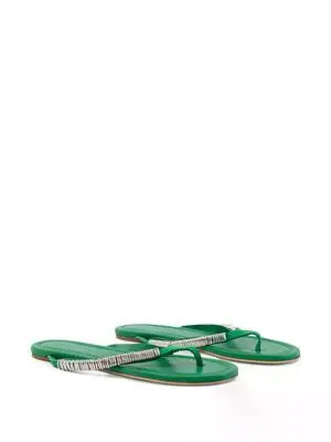Christopher Esber Frida Pierced Suede Flat Sandals - Green