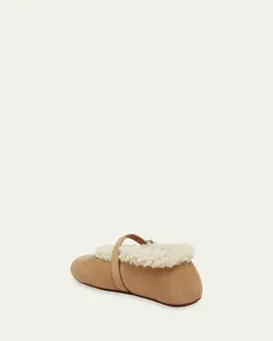 Alaïa Merino Suede Shearling Ballerina Flats