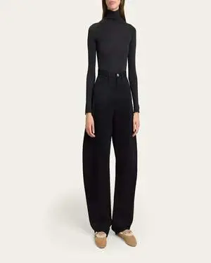 Alaïa Merino Suede Shearling Ballerina Flats