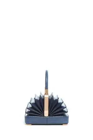 Gabriela Hearst Small Diana Snakeskin Handheld Bag - Navy