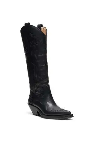 Gabriela Hearst Capitana Leather Cowboy Boots - Black
